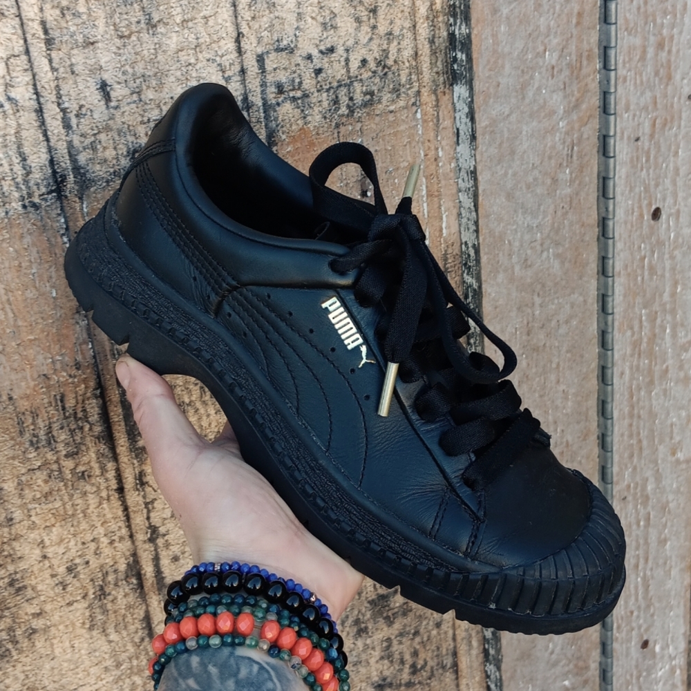 Puma Utility Black Leather Platform Sneakers Women's … - Gem